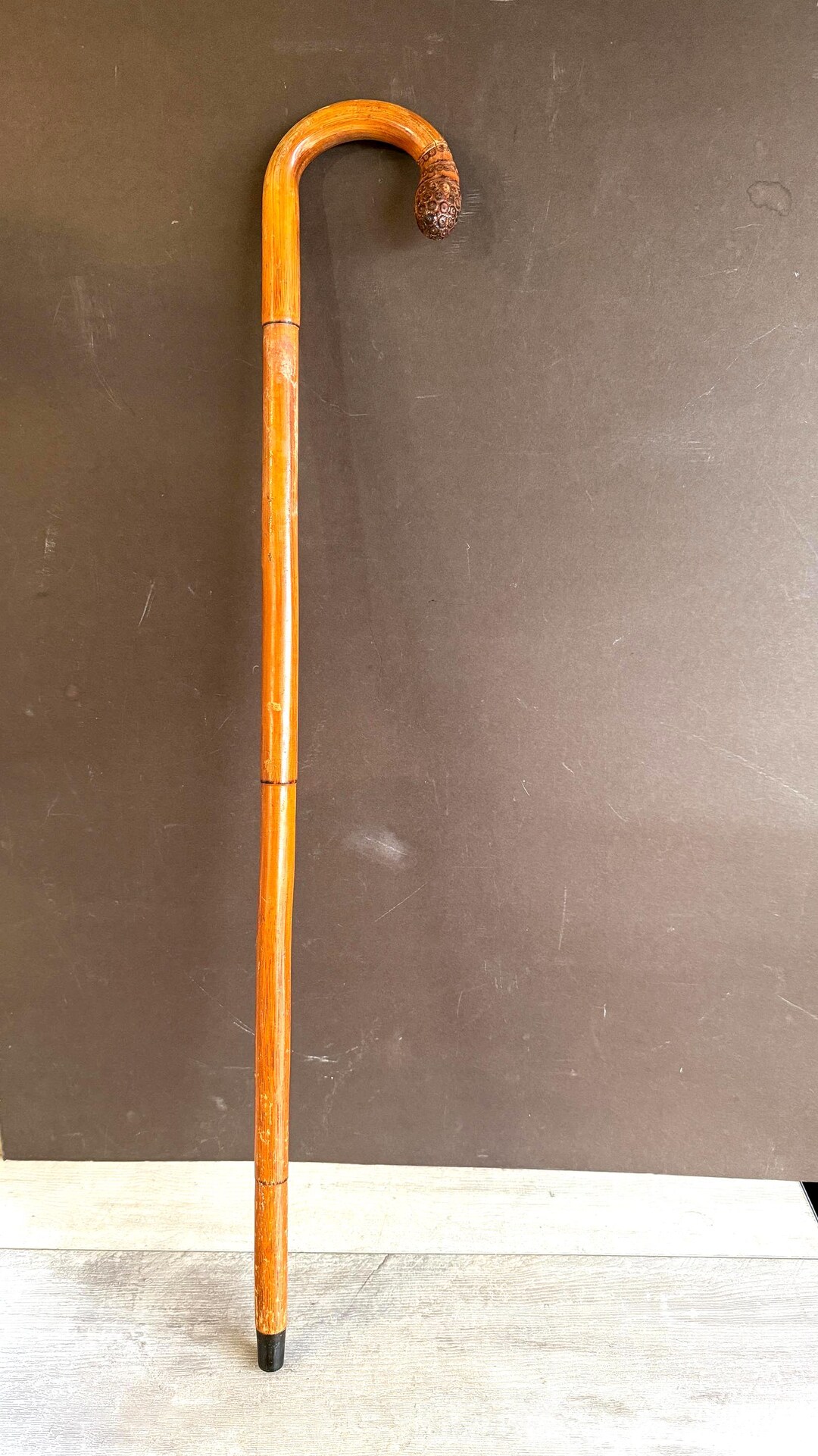 Vintage Bamboo Root Ball Cane - Curved Walking Stick - 36.5 Inches Tall ...