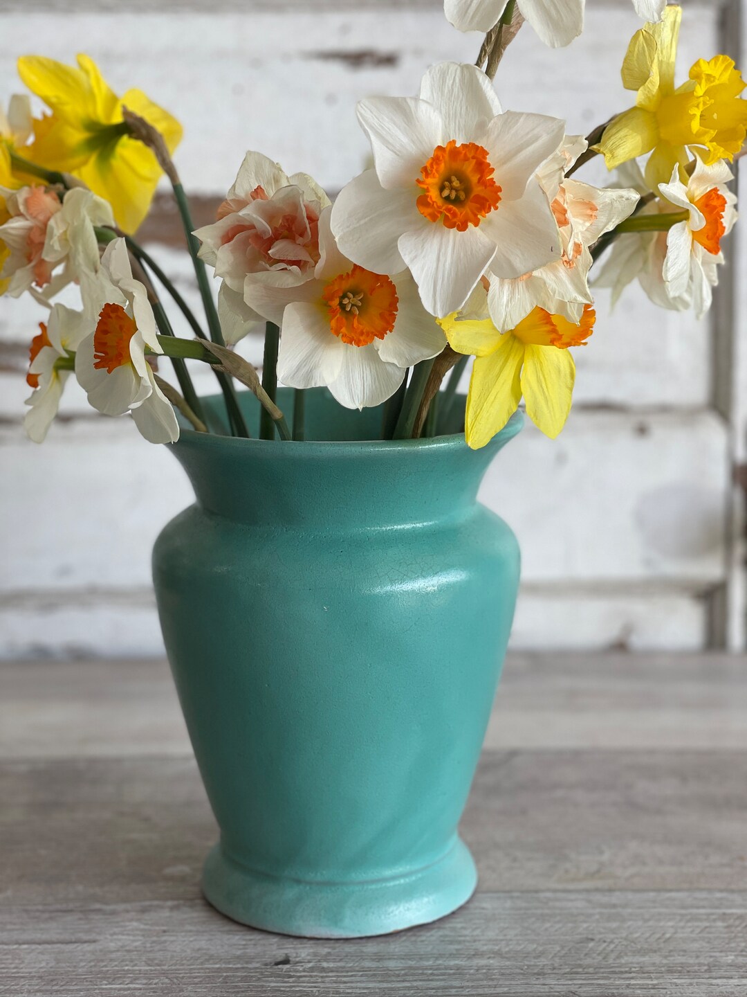 Vintage Zanesville Matte Pottery Vase Aqua large Ohio Pottery RARE - Etsy