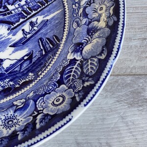Antique Flow Blue Plate Crescent Ware Wild Rose George Jones and Sons ...