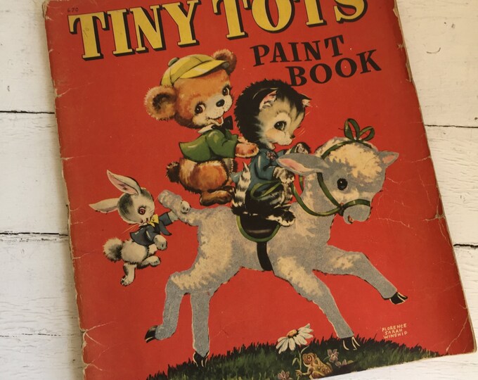 Vintage Tiny Tots Paint Book - 1940s Coloring Book - Large Format ...