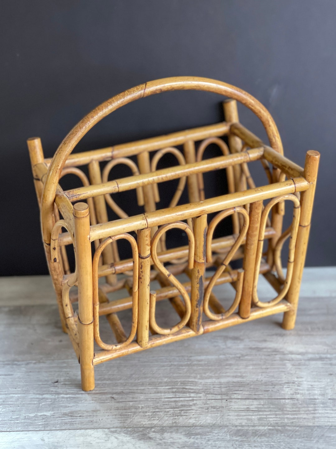 Vintage Magazine Rack Bamboo Hollywood Regency Storage - Etsy