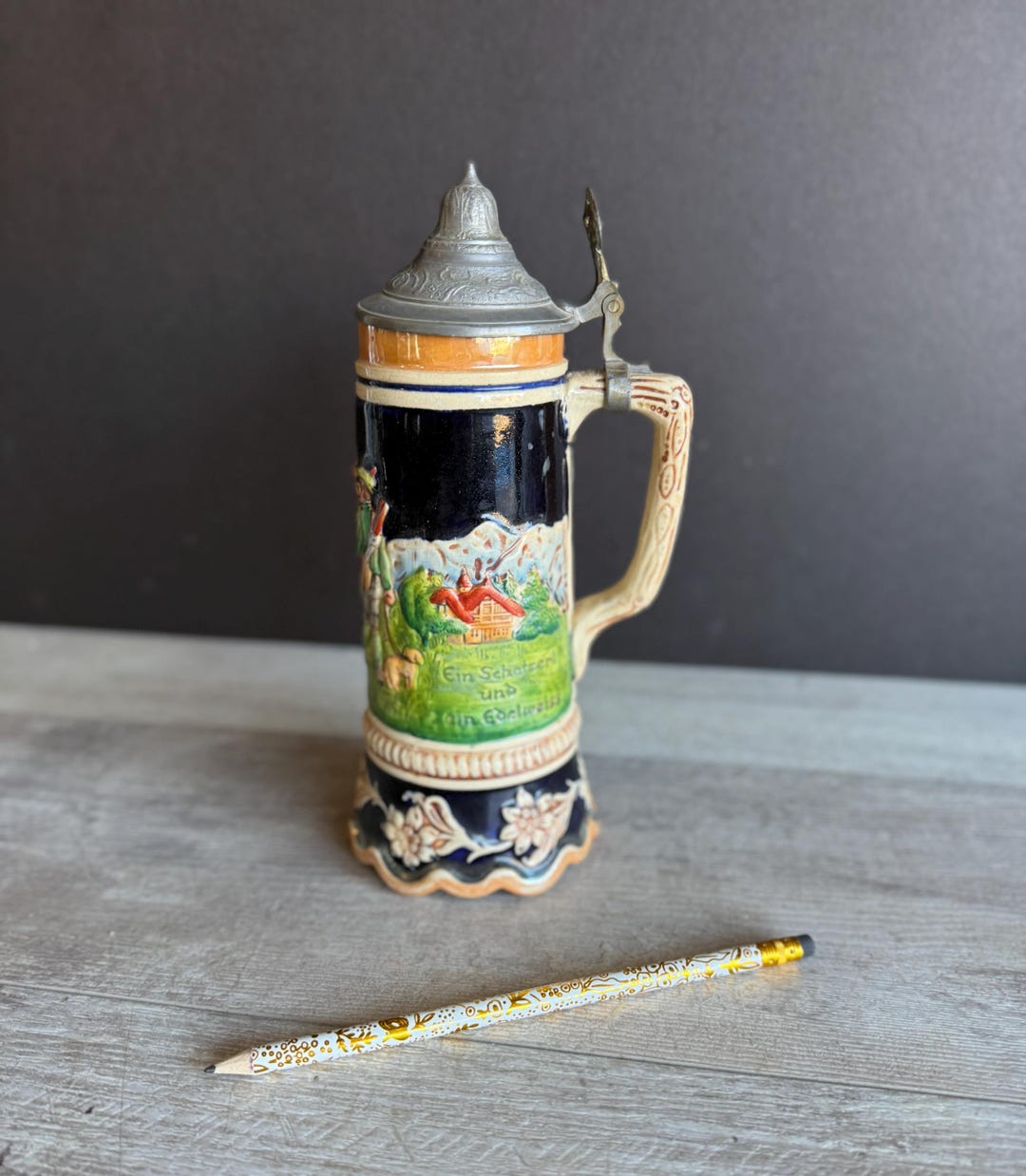 Vintage German Beer Stein - Pint Size Pewter Lid Musical - as Is - Etsy