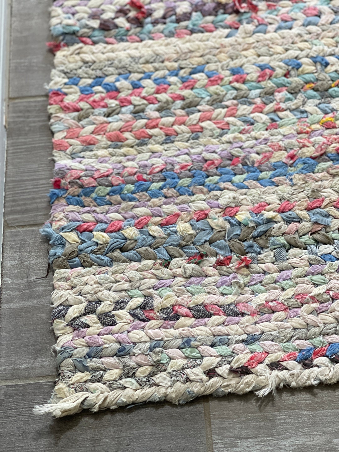 Vintage Twined Rag Rug Cotton Braided Rugs 20 X 50 Primitive as is ...