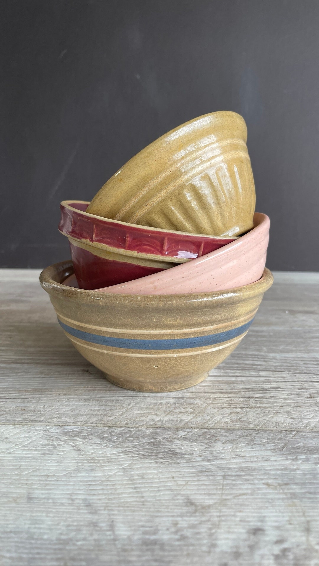 Vintage Mixing Bowls Small Size distressed Pottery Watt Pottery ...