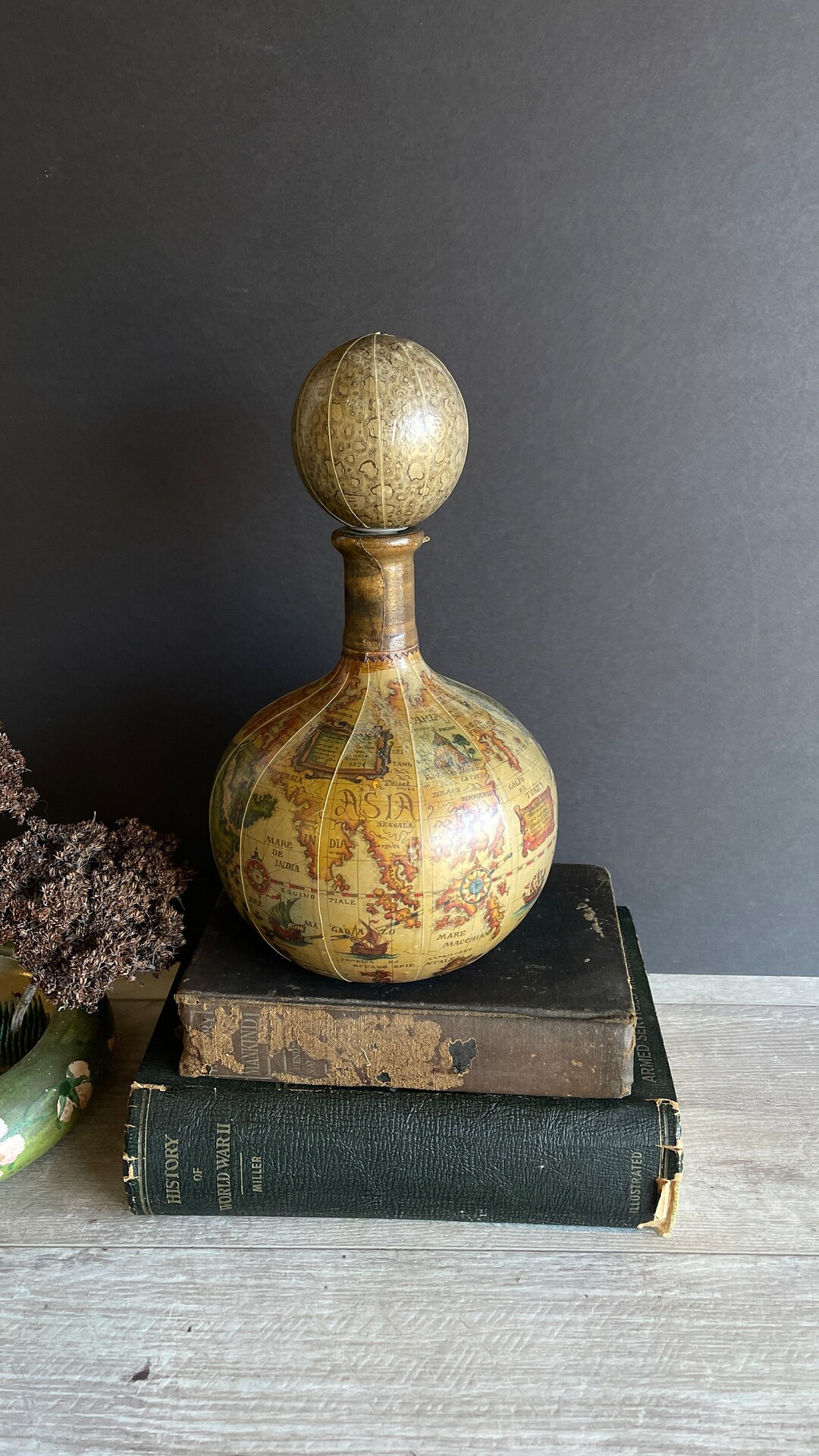 Vintage Map Decanter Italian Florentia Florentine Wine Bottle With ...