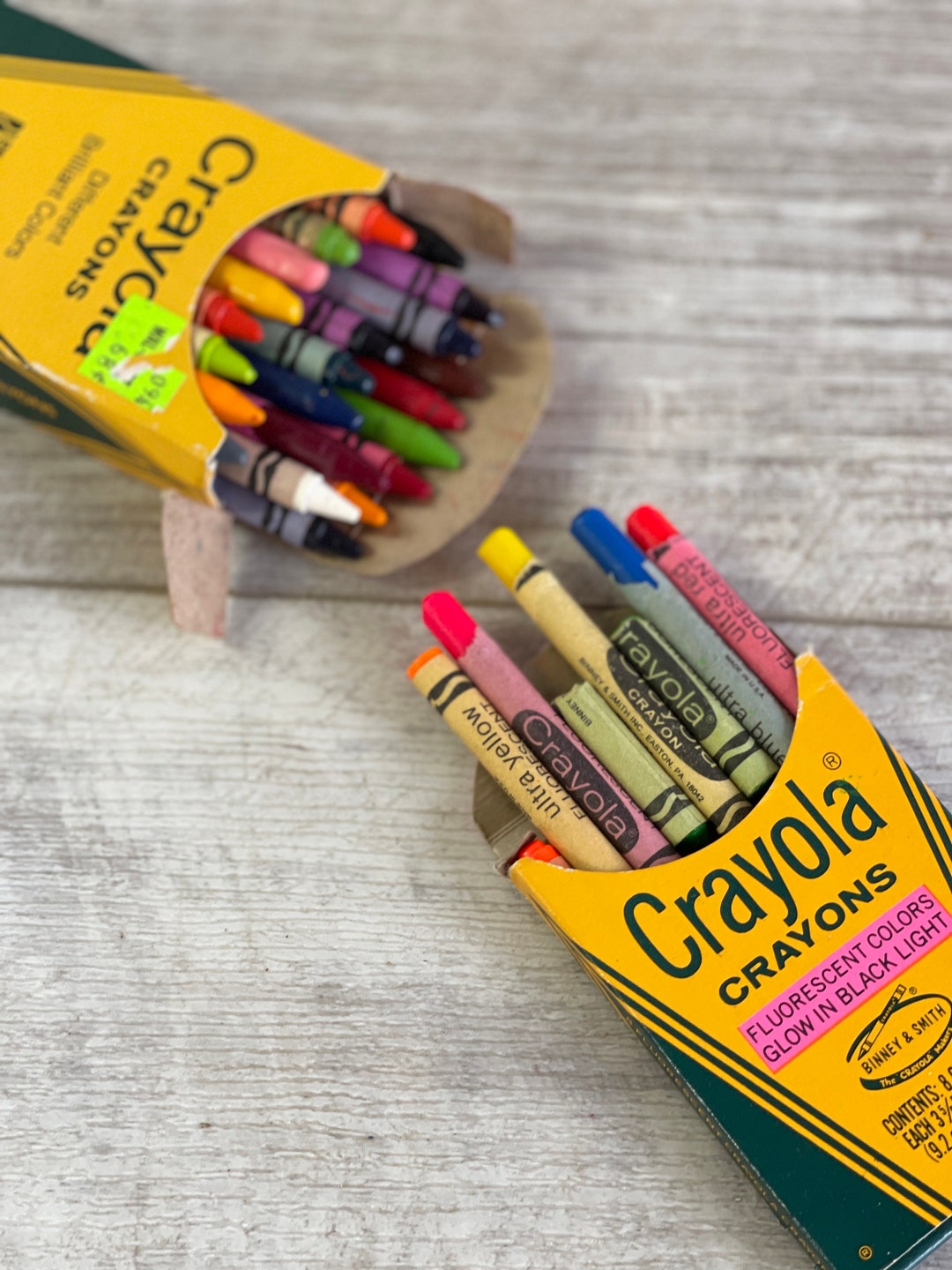 Vintage Crayola Crayons Set 8 Fluorescent and 24 Box 1980s as is Near ...