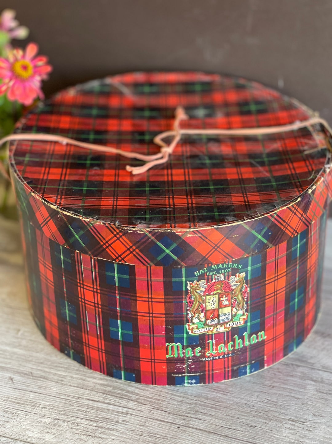 Vintage Hat Box Hatbox Plaid Maclachland C. 1940s Empty With Form - Etsy