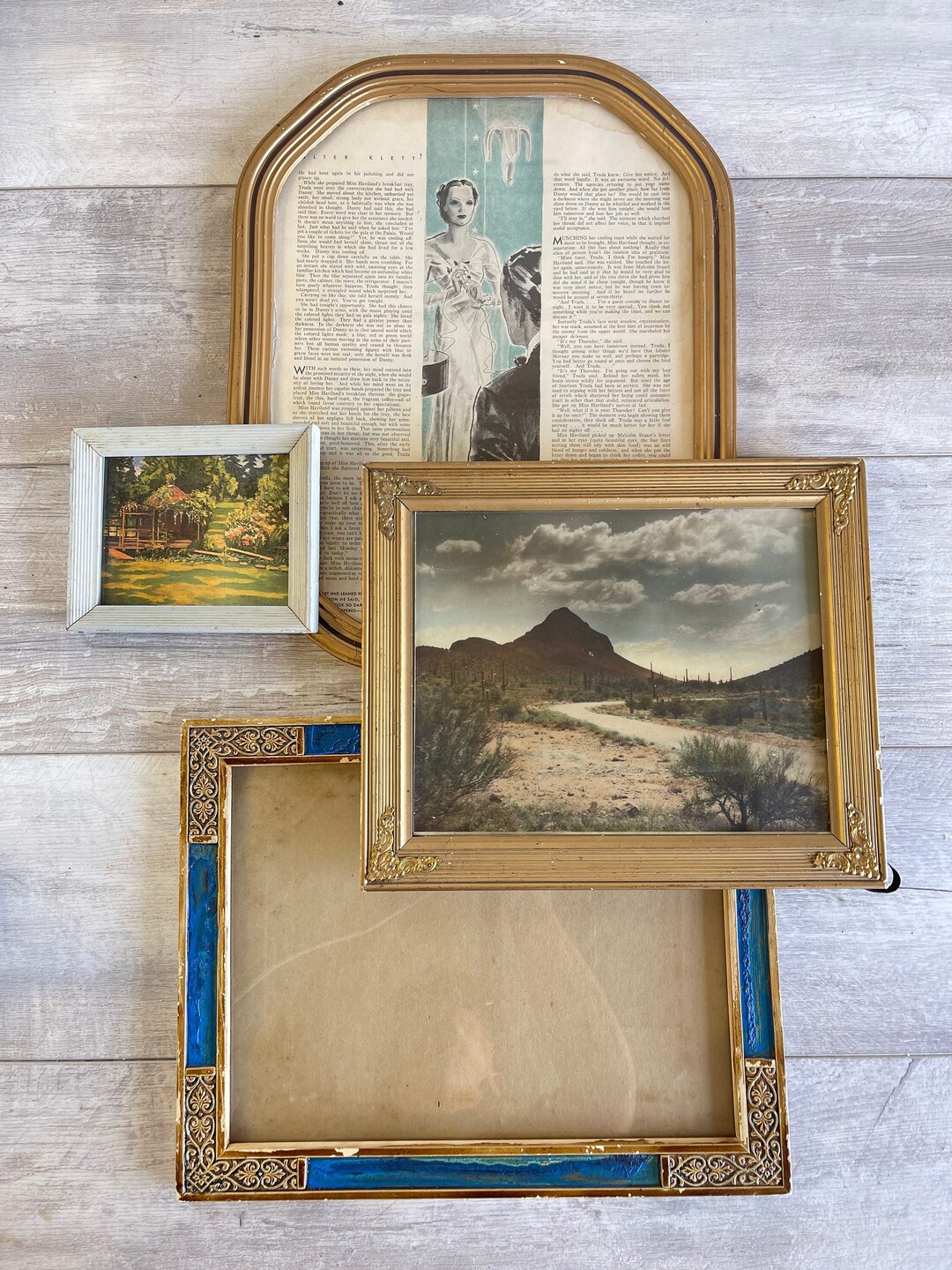 Vintage Antique Frames Distressed Wood Chippy Painted as Found Lot of 4 ...