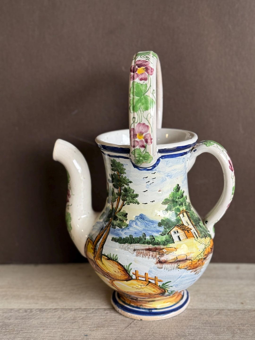 Vintage Hand Painted Water Pitcher - Italy or Portugal - as IS - Etsy