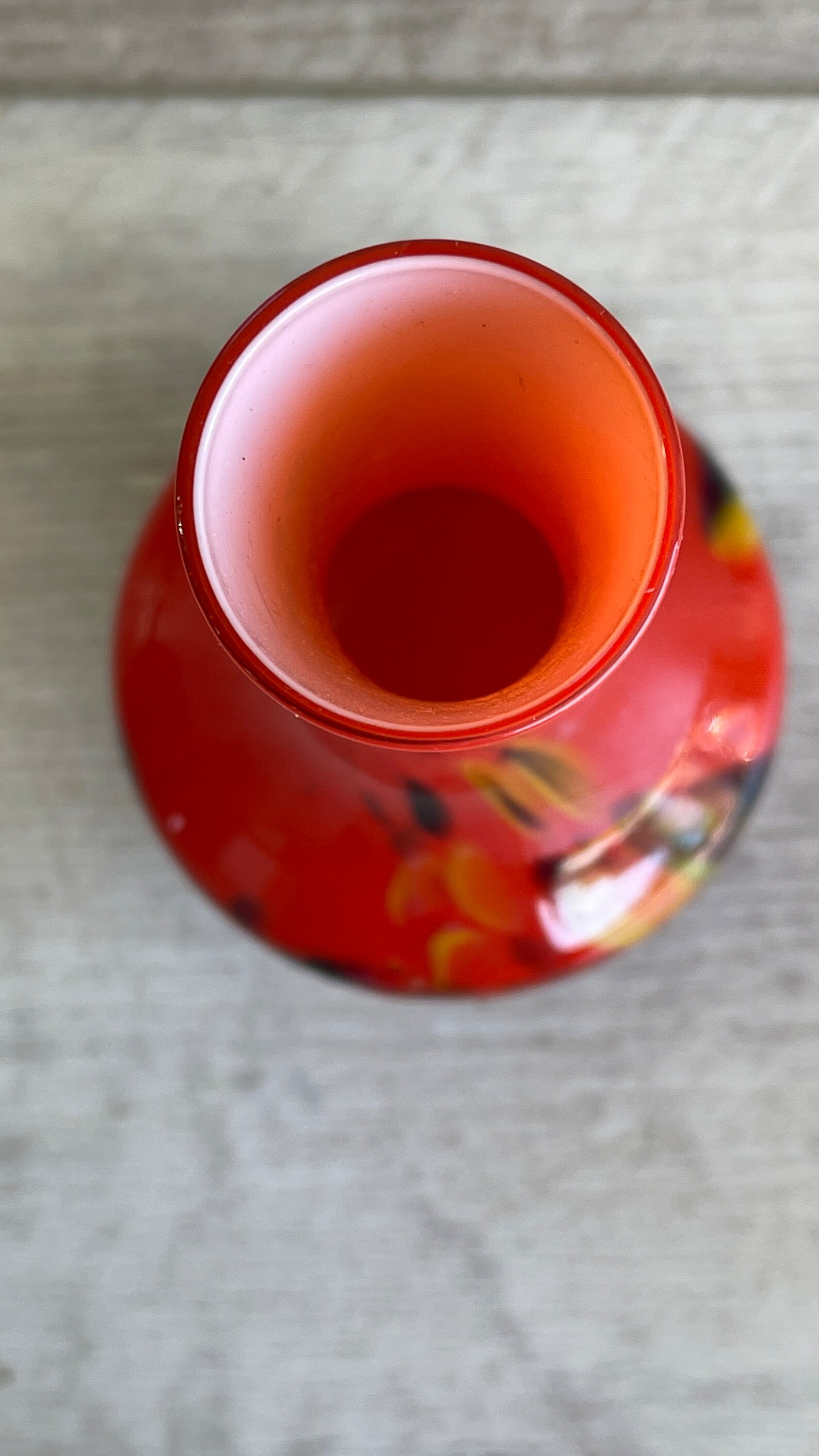 Vintage Blown Glass Vase Opaline Fire Red Small Bud Vase - Etsy