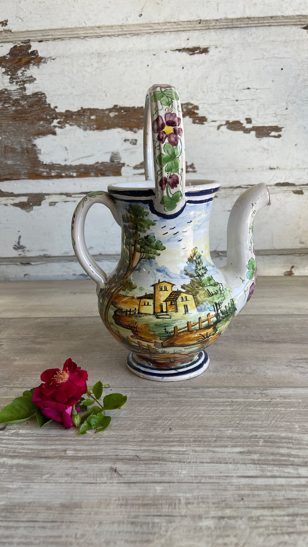 Vintage Hand Painted Water Pitcher Italy or Portugal as IS - Etsy