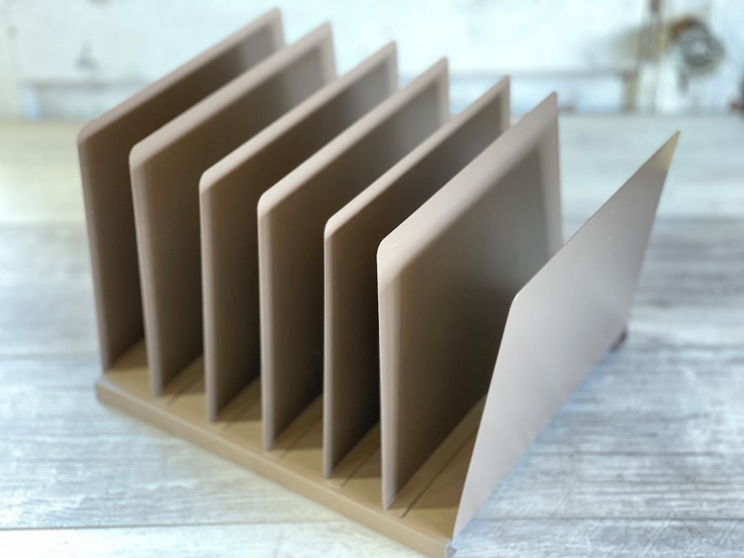 Vintage Steel Desk File Sorter Tan 6 Slot -paper Tray Sorter- Art ...