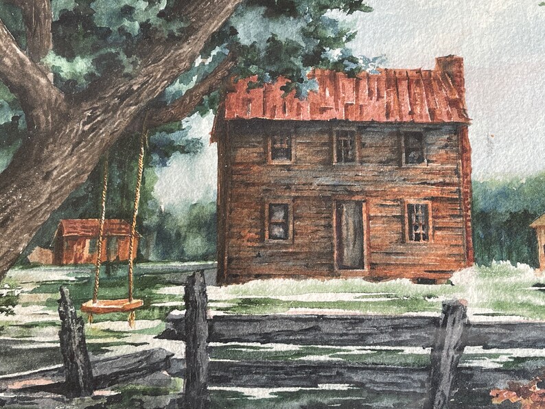 Vintage Watercolor Painting Signed Skippy Anderson Rustic | Etsy