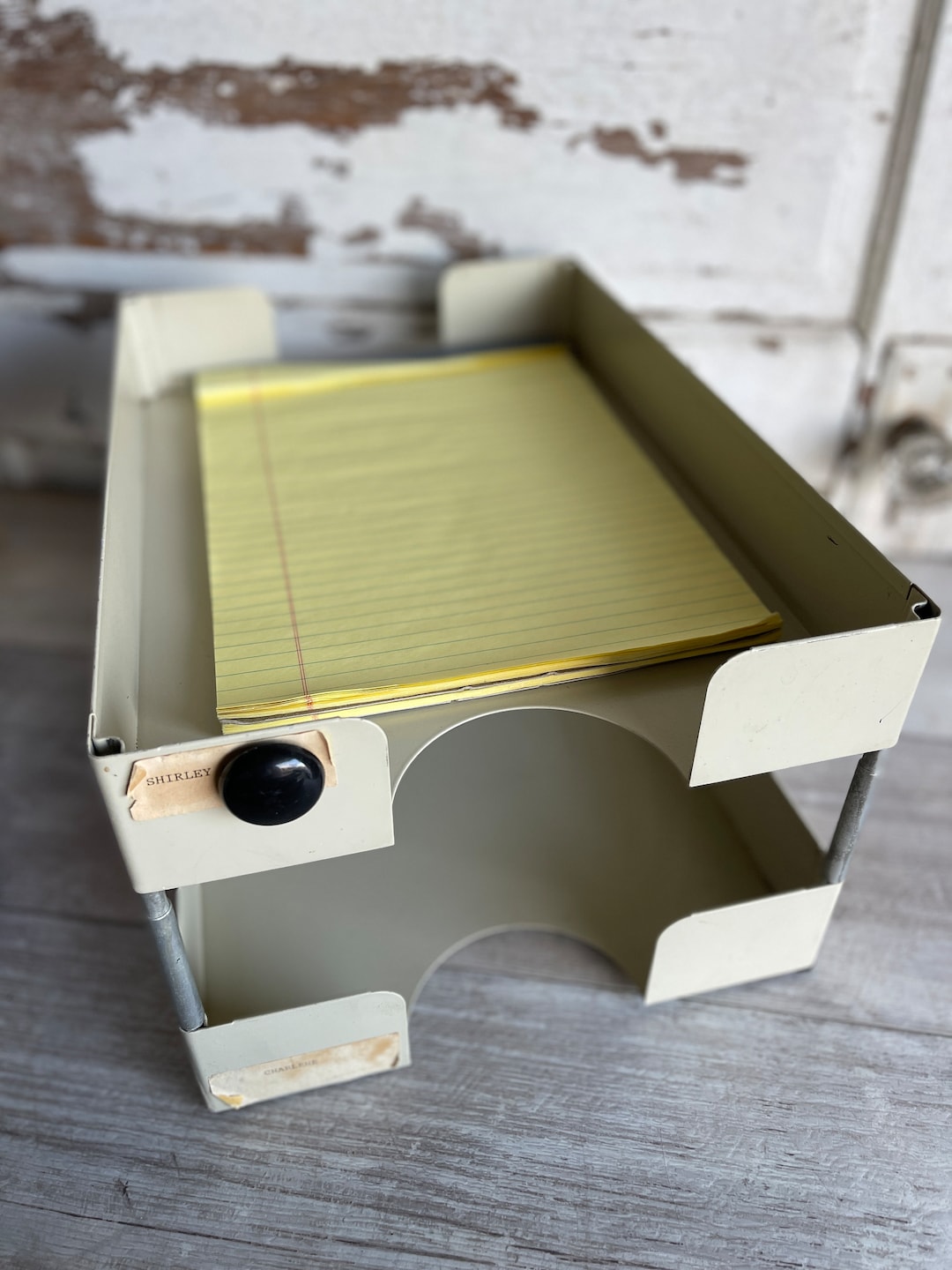 Vintage Steel Desk Paper Trays -set 2 Stacking in and Out- Legal Size ...