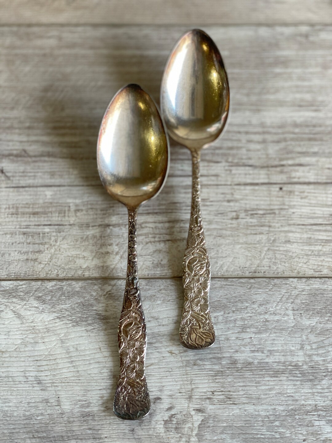 Vintage Serving Spoons Sterling Inlay 1880s Hiawatha/flower - Holmes ...