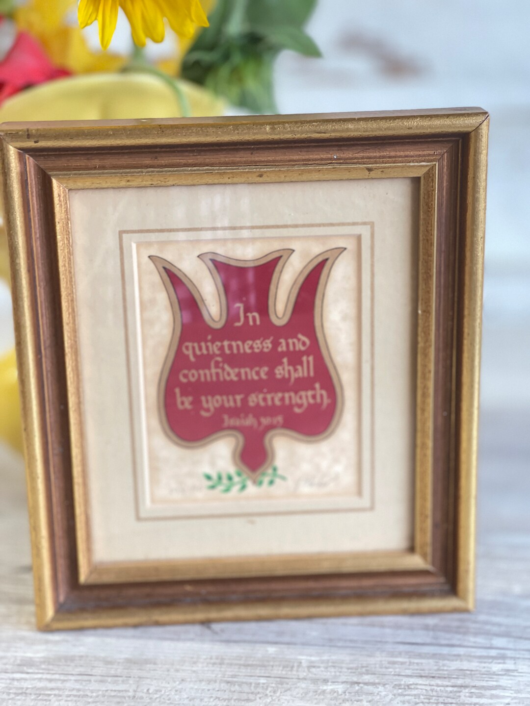 Vintage Framed Bible Verse Isaiah 30:15 manunscripture by Jonathan ...