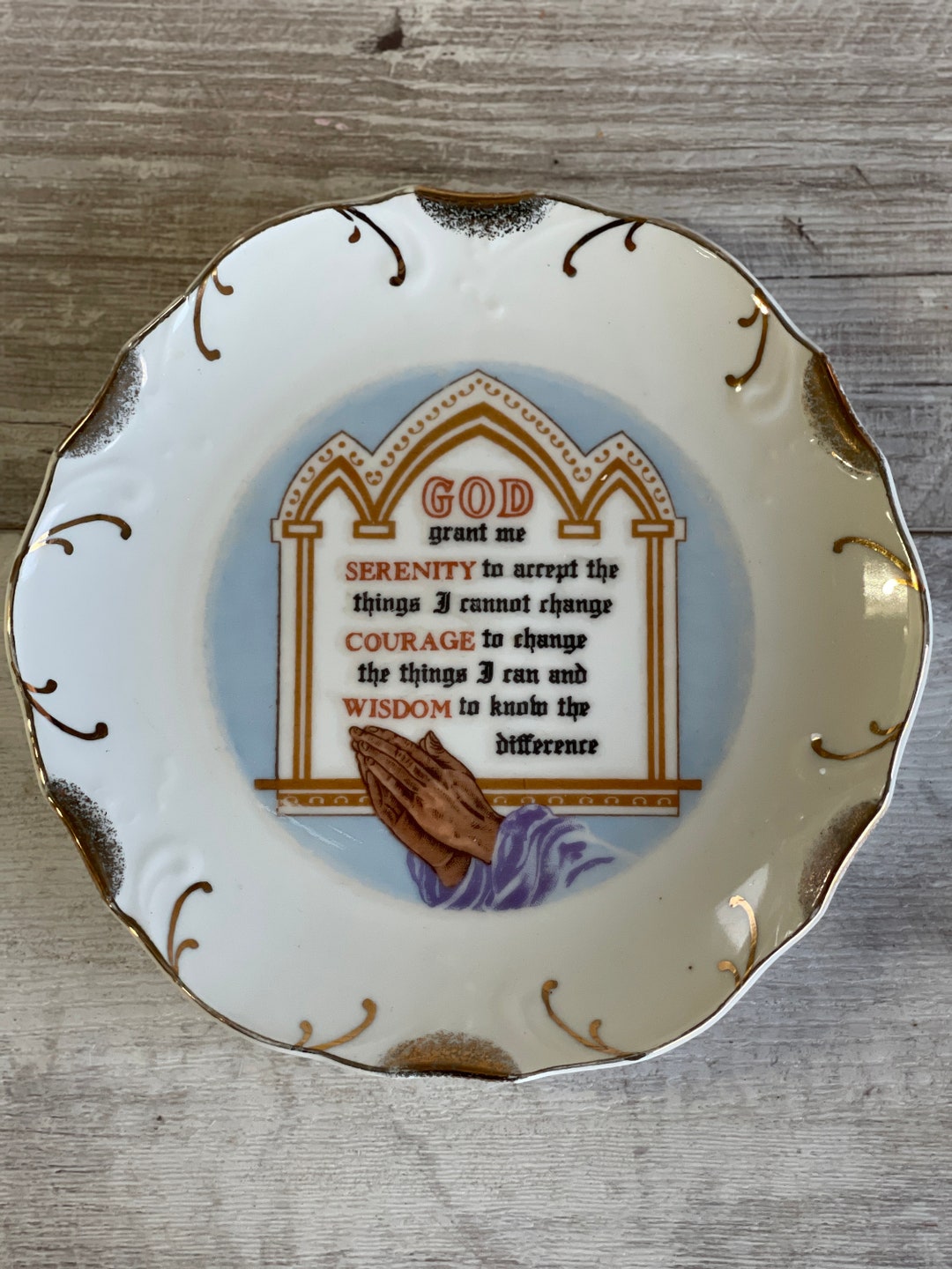 Vintage Serenity Prayer Plate - Porcelain Decorative Wall Hanging - Etsy