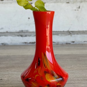 Vintage Blown Glass Vase Opaline Fire Red Small Bud Vase - Etsy