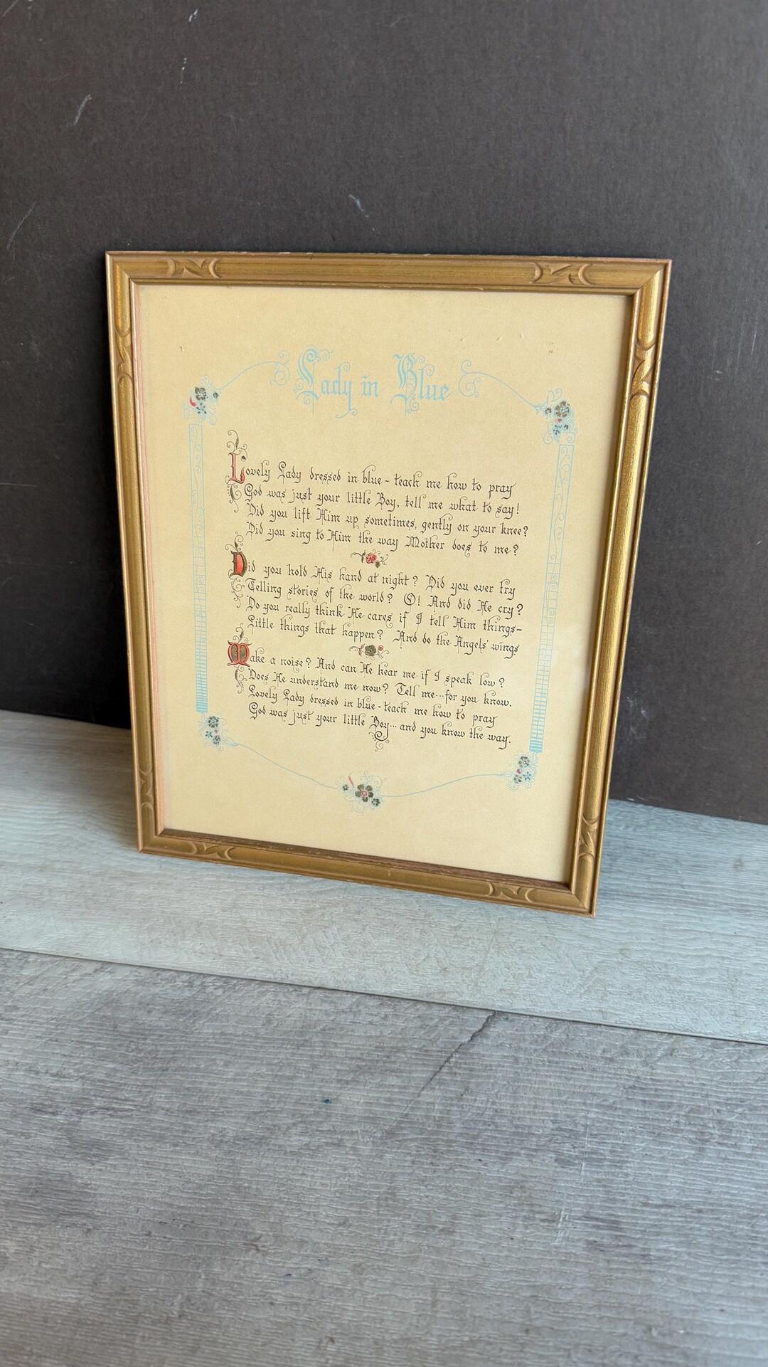 Antique "lady in Blue" Religious Mary Poem by Mary Dixon Thayer - Etsy