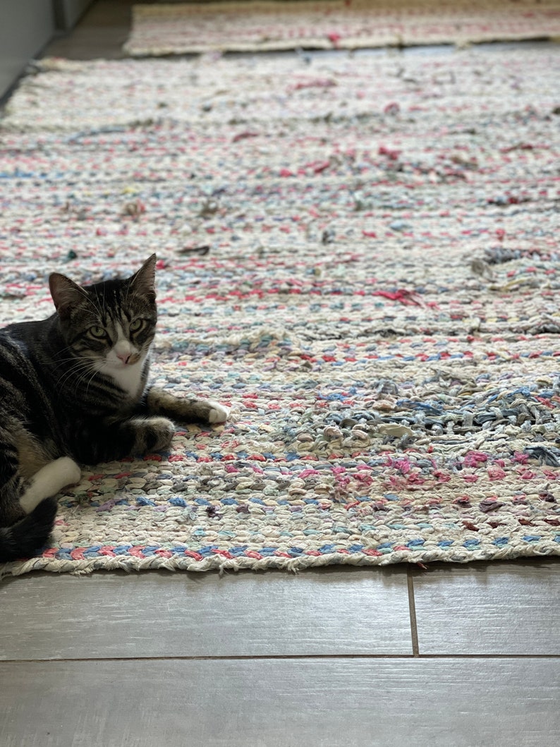 Vintage Twined Rag Rug Cotton Braided Rugs 20 X 50 Primitive - Etsy