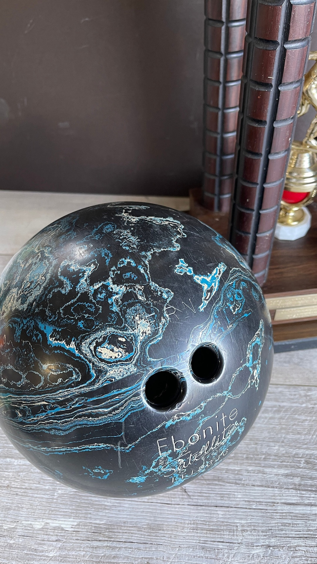 Vintage Bowling Ball Ebonite Satellite Blue and White - C. 1960s - Etsy