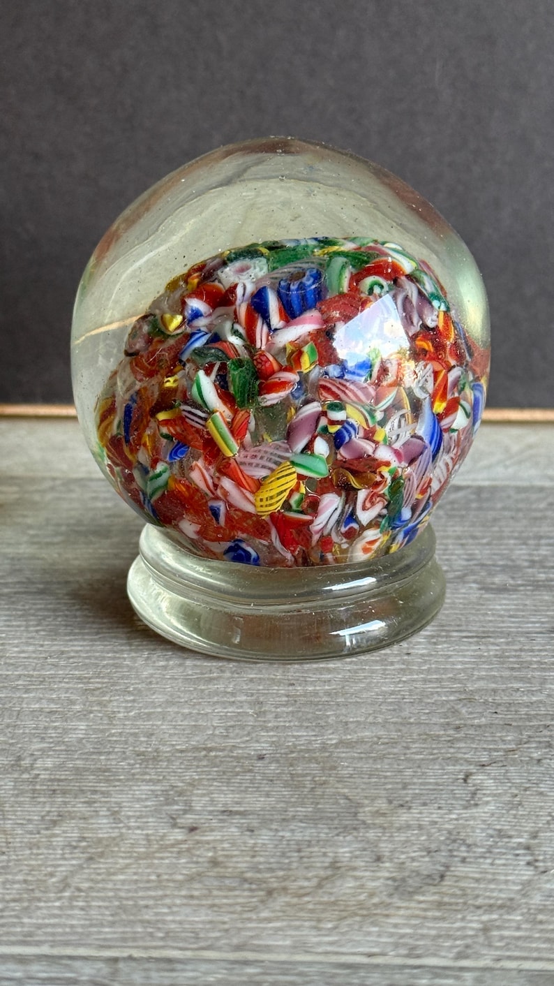 Vintage Blown Glass Paperweight - End of Day Miliflori Pedestal Foot - Etsy