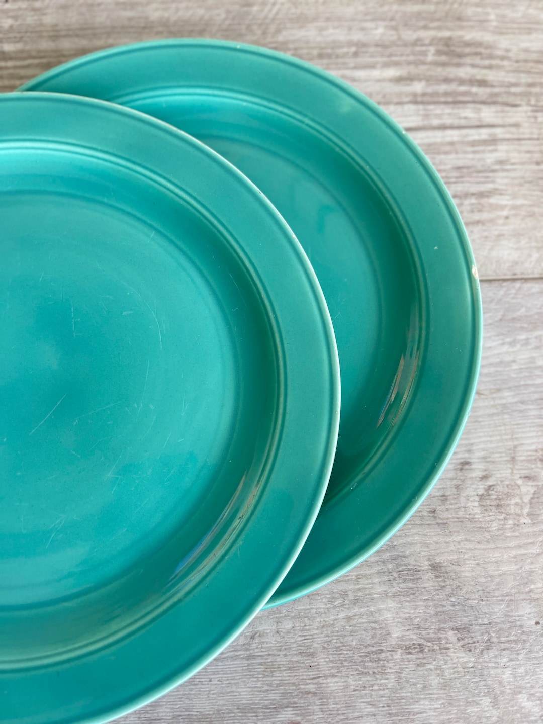 Vintage Early California Vernonware 1930s -aqua Blue Green Dinner ...