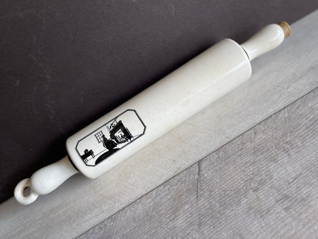 Vintage Harker China Rolling Pin: Silhouette Design, Hollow Corked ...