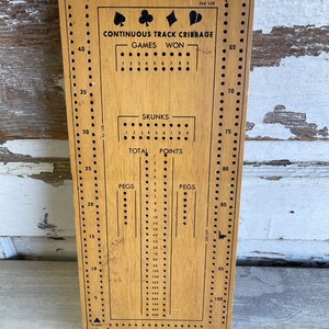 Vintage Cribbage Board Continuous Track Extra Large some Plastic Pegs ...