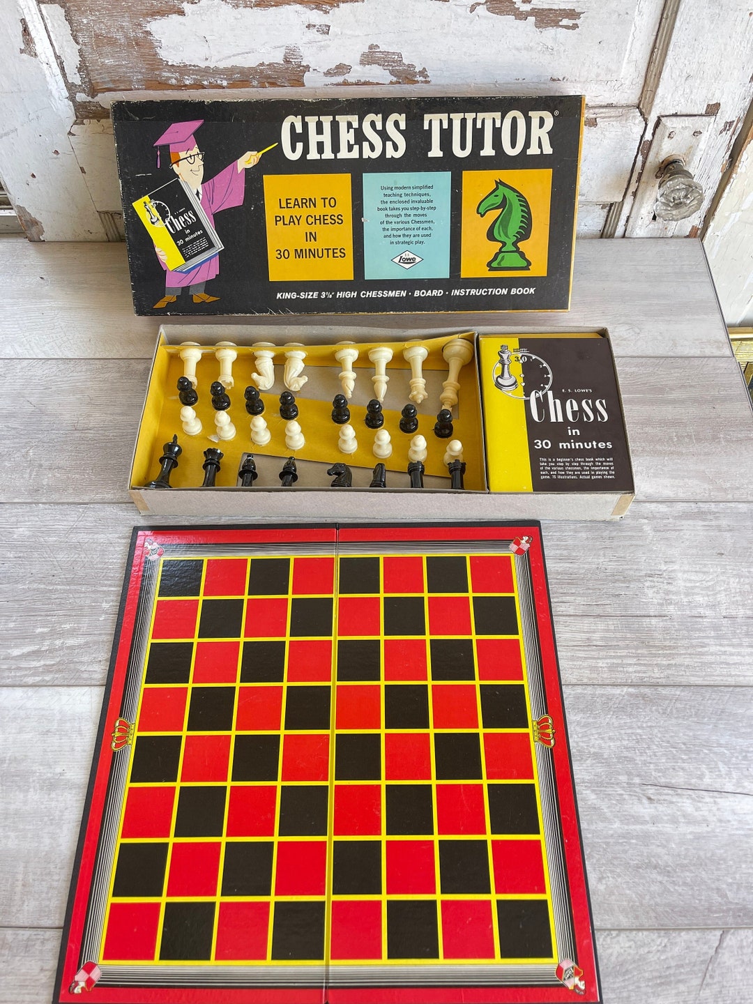 Vintage Chess Game -chess Tutor Complete Set, Board, Book 1960s ...