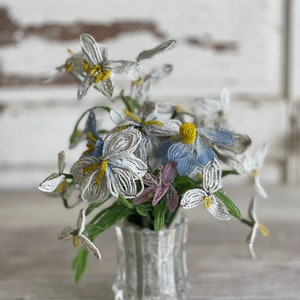 Vintage French Beaded Flower Bouquet Broken Column Glass Vase - Etsy