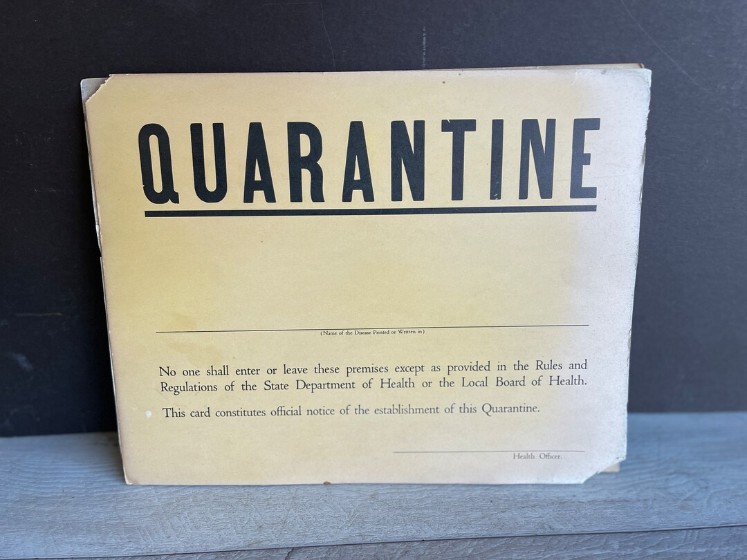 Vintage Quarantine Health Department Signs - Placards - Manilla Paper ...