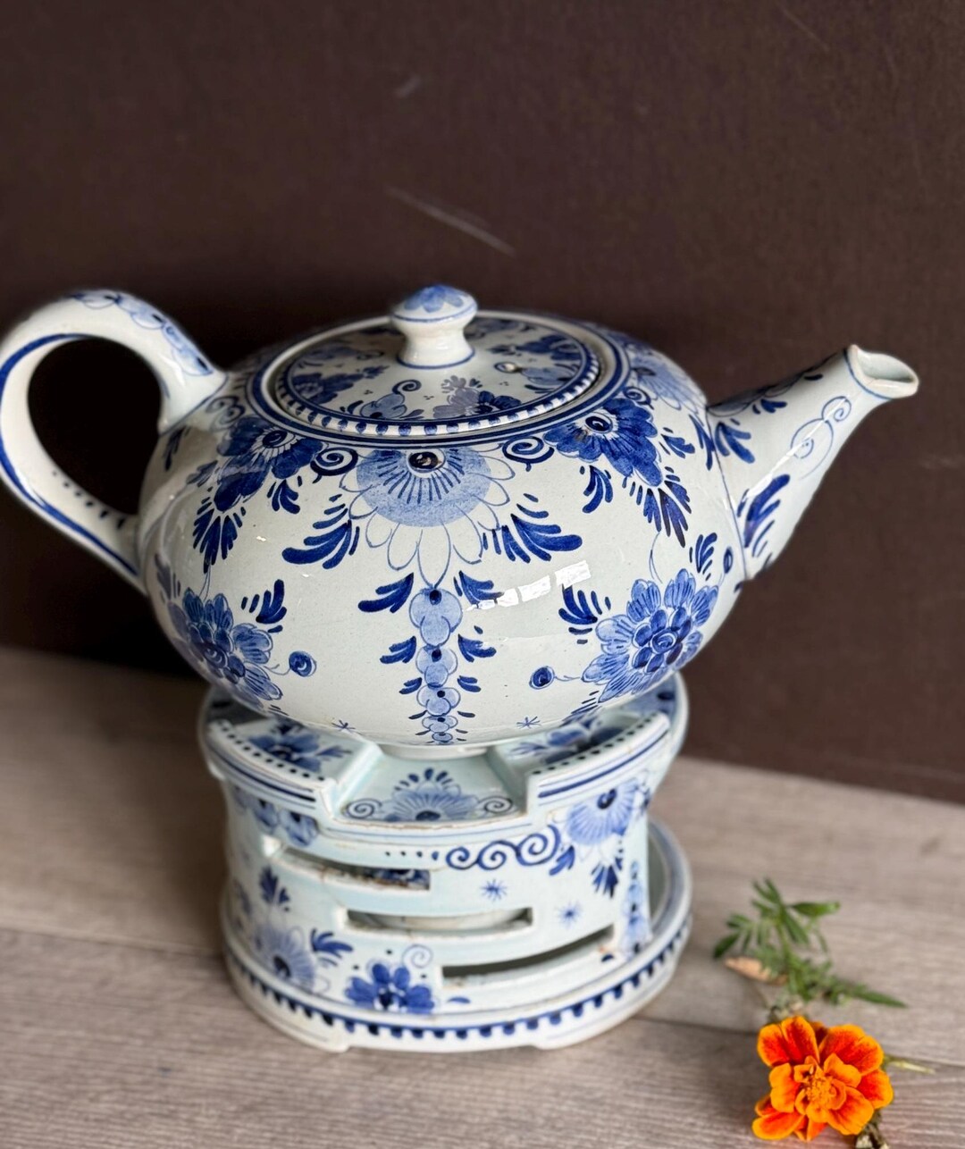 Antique Delft Teapot and Warmer - Schoonhoven Hand Painted Signed ...