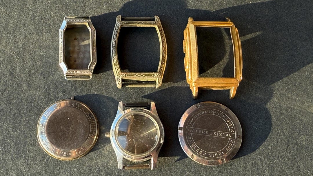 Vintage Watch Parts- Art Deco Cases - 1960s Bulova Back Liberty Hinged ...