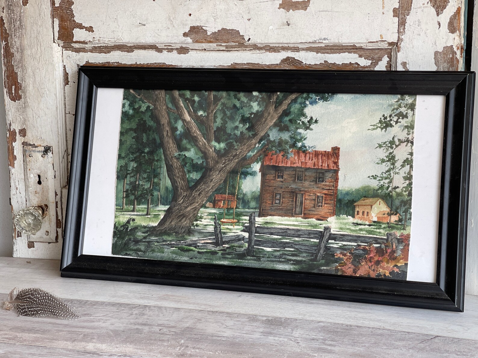 Vintage Watercolor Painting Signed Skippy Anderson Rustic | Etsy