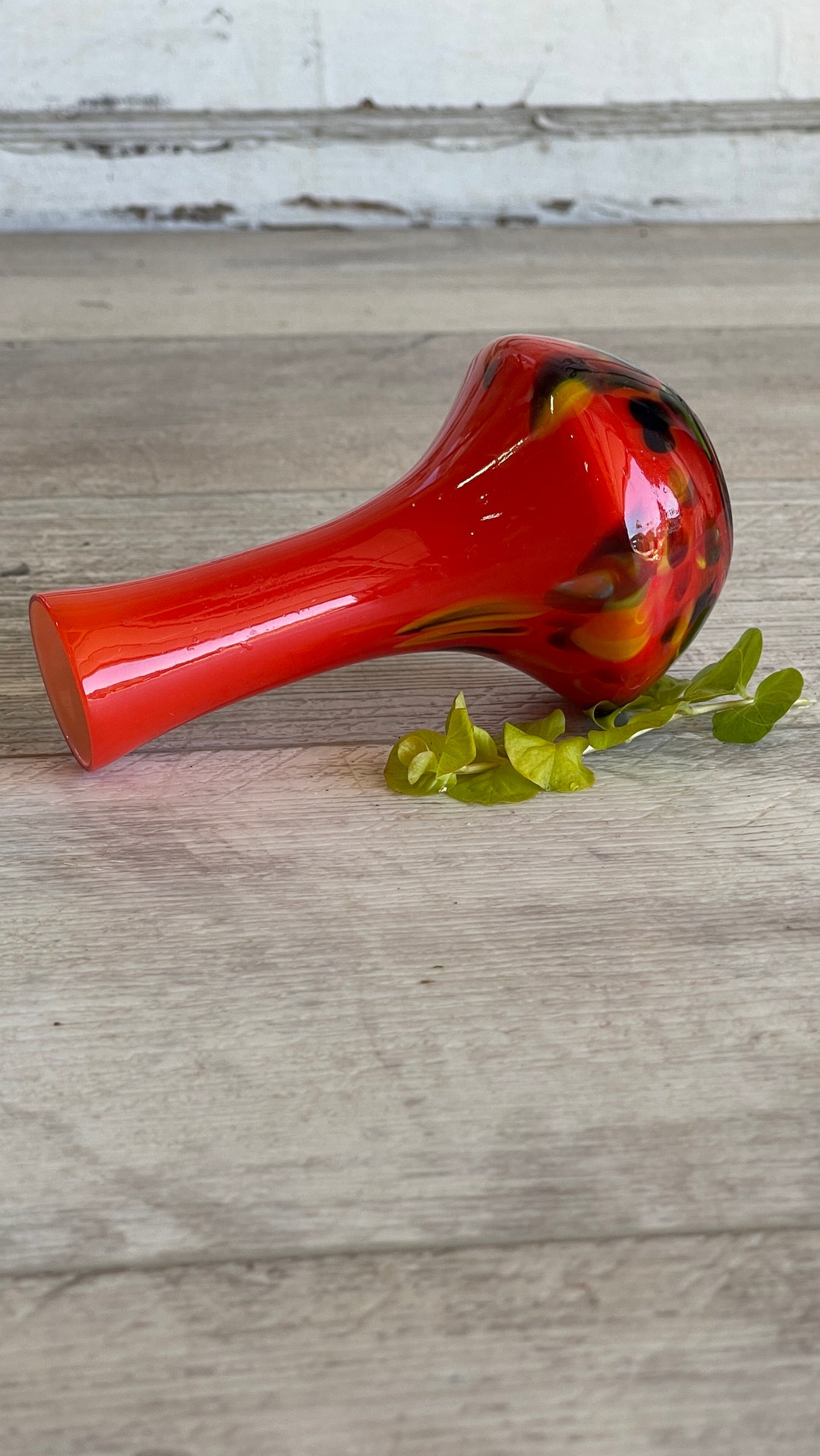 Vintage Blown Glass Vase Opaline Fire Red Small Bud Vase - Etsy