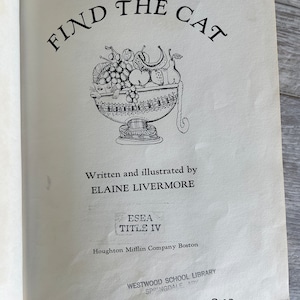 Find the Cat Vintage Children's Book Hardcover - Elaine Livermore - Etsy