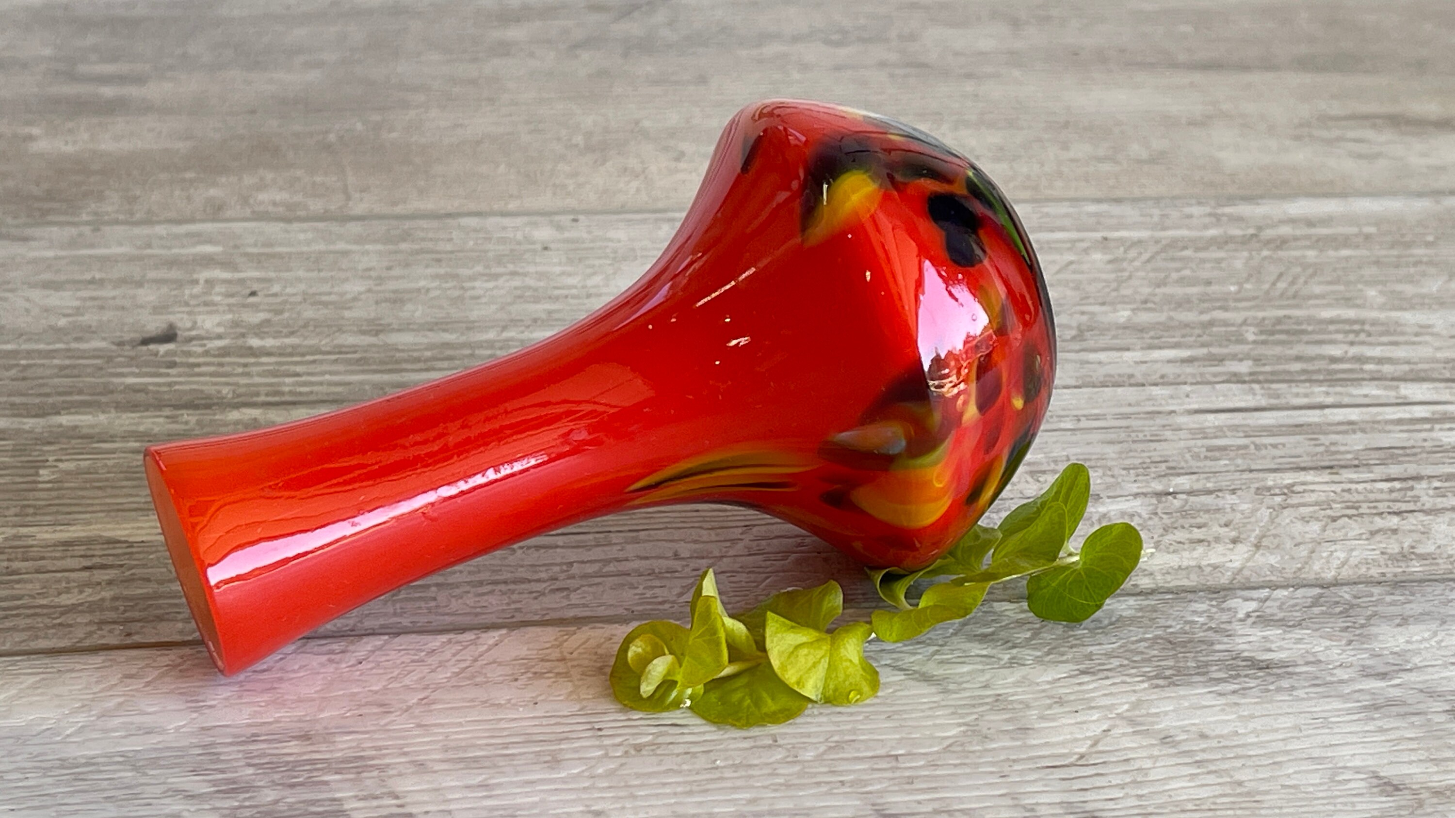 Vintage Blown Glass Vase Opaline Fire Red Small Bud Vase - Etsy