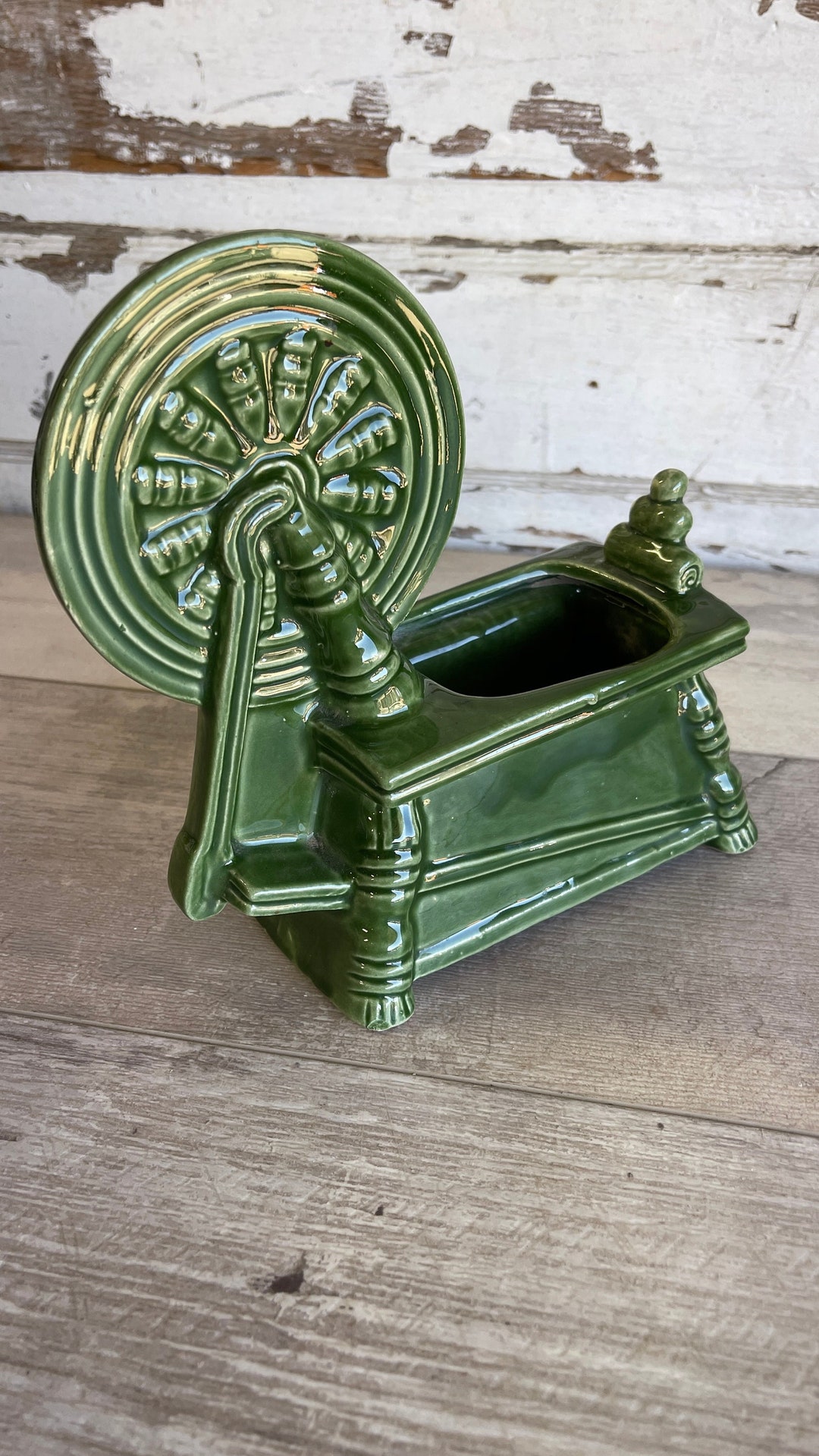 Vintage Spinning Wheel Planter Morton Pottery Mid Century Figural ...