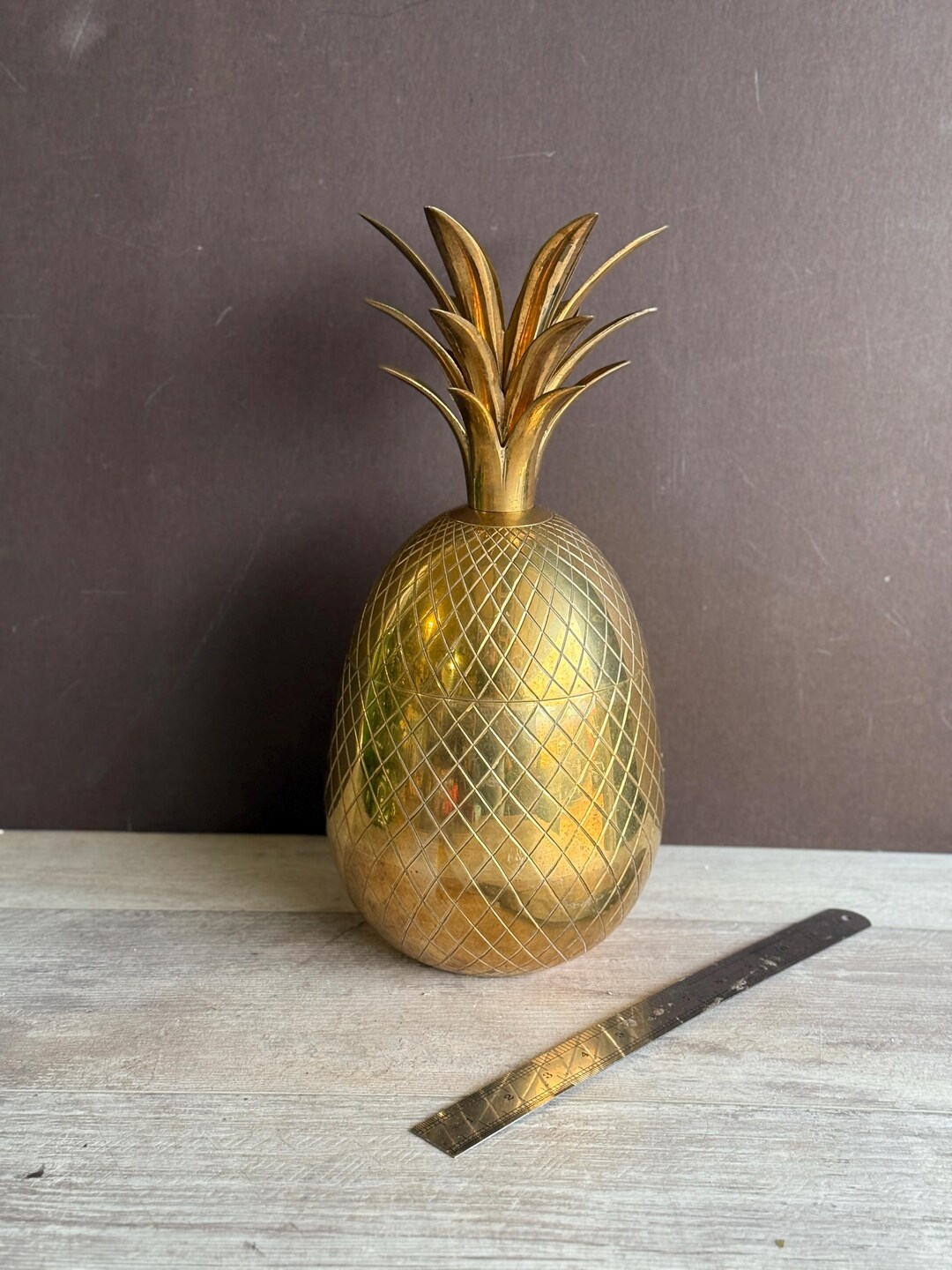 Vintage Brass Pineapple - 15 in Extra Large Mid Century Hollow ...