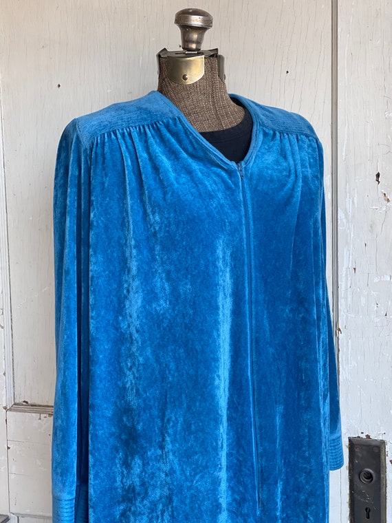 Vintage Velour House Coat - Paulette New York - Turqu… - Gem