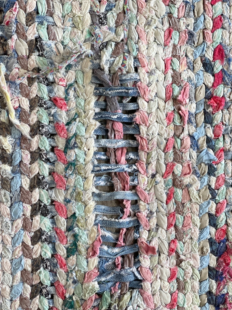 Vintage Twined Rag Rug Cotton Braided Rugs 20 X 50 Primitive - Etsy
