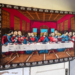 Vintage Last Supper Tapestry: Large Cotton Velvet Wall Hanging - Etsy