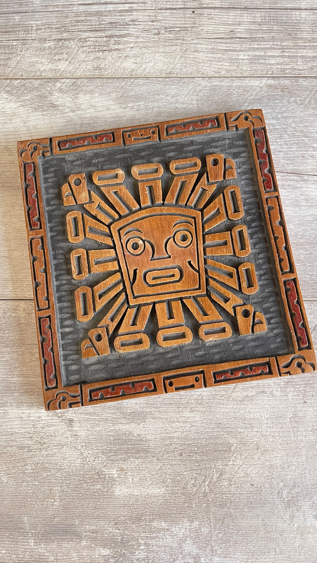 Vintage Carved Inca Tribal Mayan Plaque Mexico Hispanic Heritage Wall ...