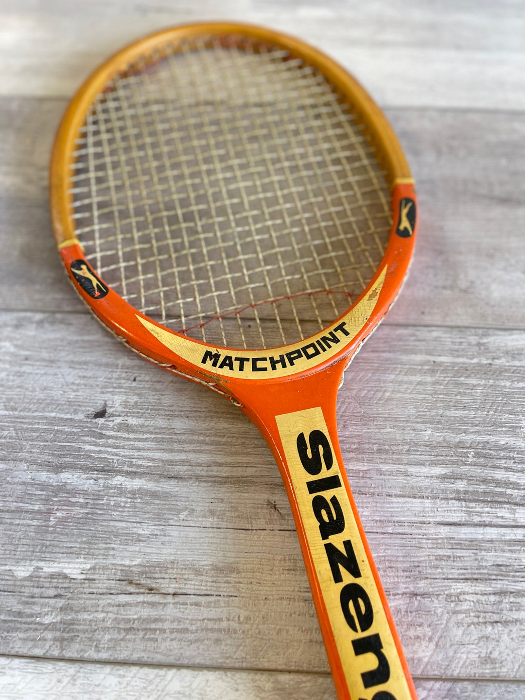 Vintage Wood Tennis Racket Matchpoint Racquet Slazenger Made in England ...