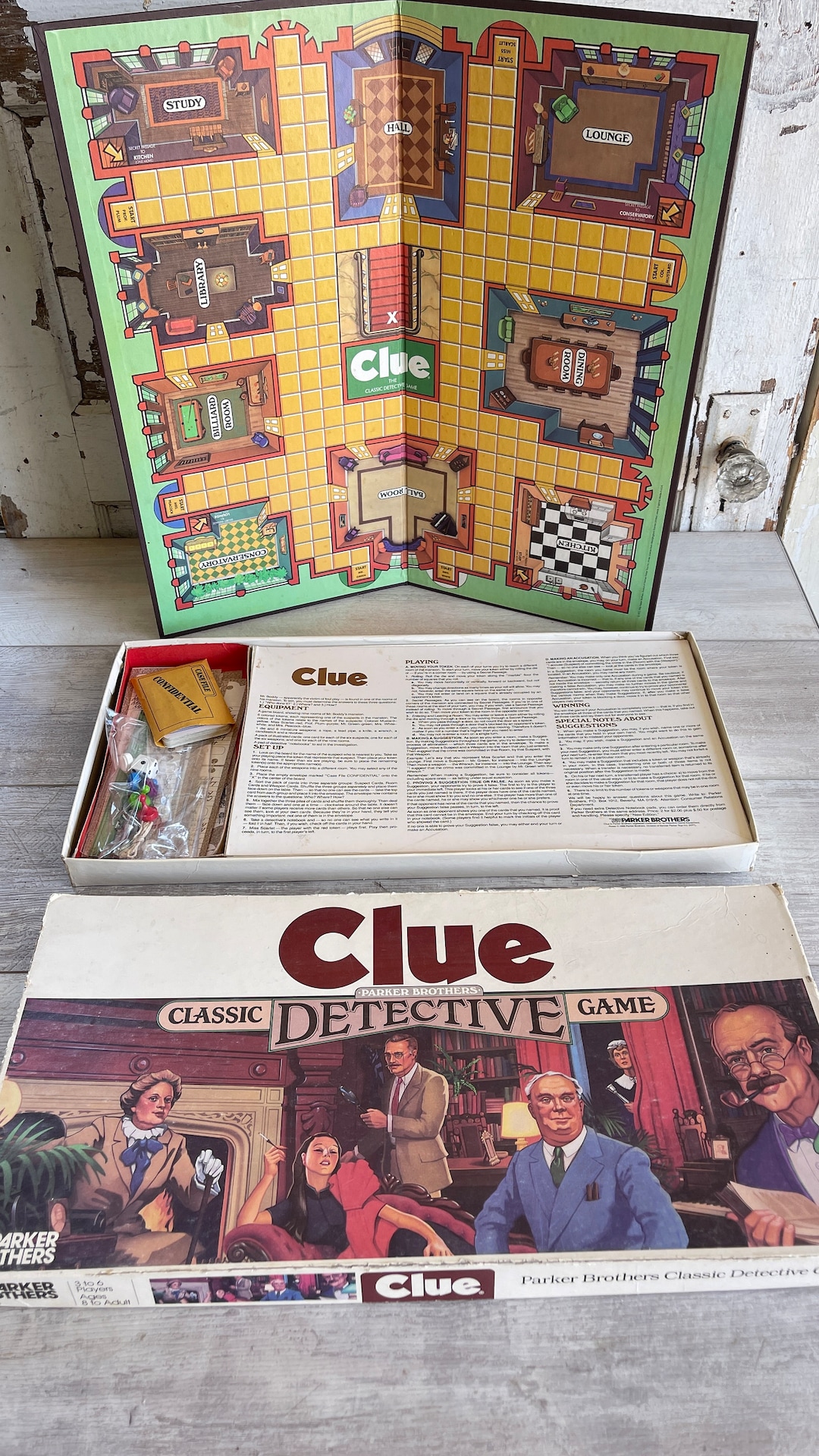 Vintage CLUE Board Game - 1980s Parker Brothers- Almost Complete - Well ...