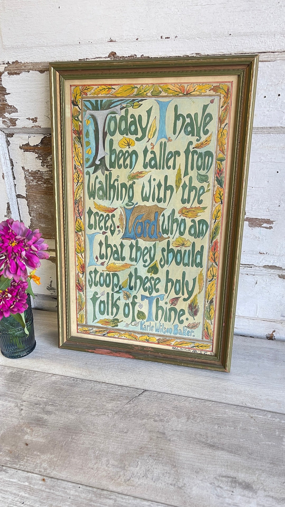 Vintage 1940s Karle Wilson Baker Poem Framed Signed Word Art- Arkansas ...