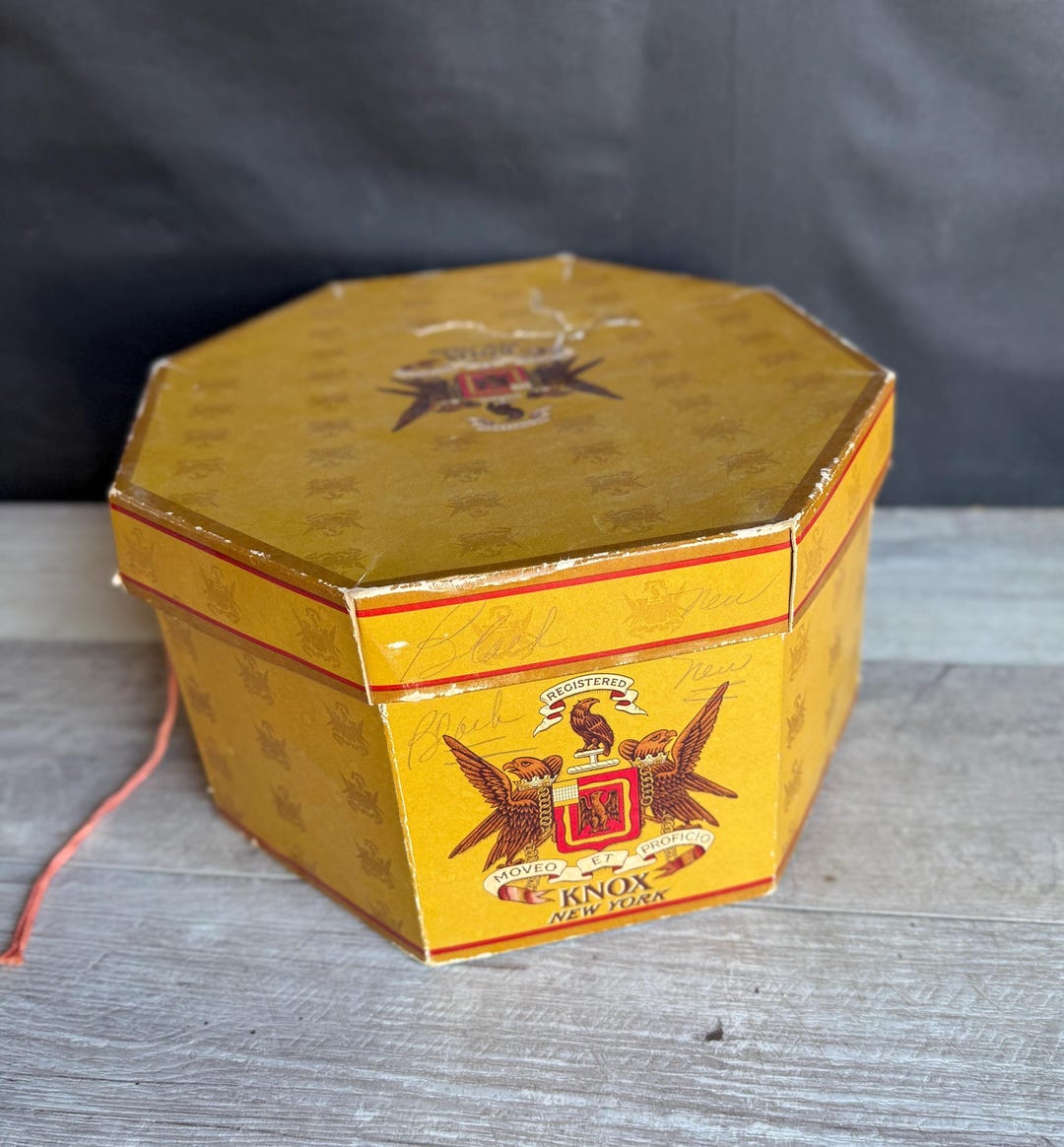 Vintage 1950s Knox Hat Box - Yellow Octagon Hatbox - Etsy
