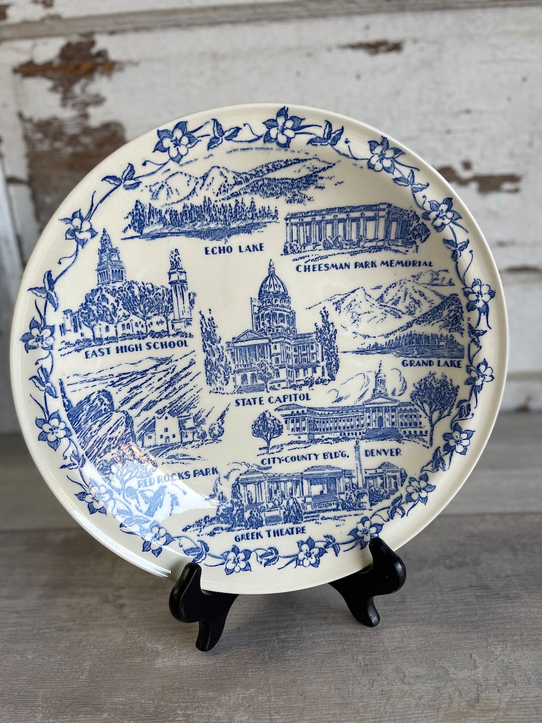 Vintage Denver Colorado Souvenir Plate Vernon Kilns Transferware USA ...