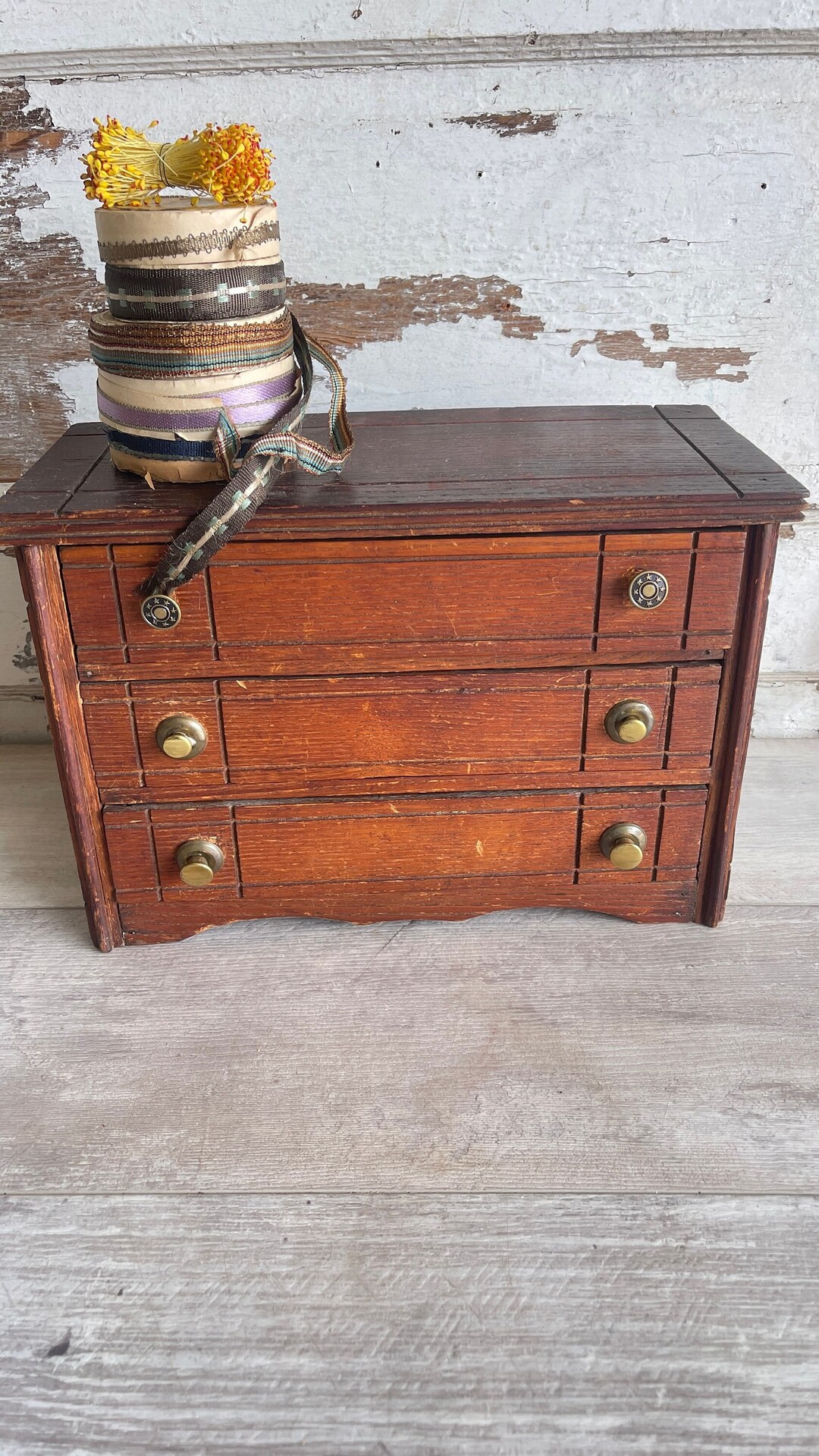 Antique Spool Chest 3 Drawer Store Mercantile Dry Goods - Etsy